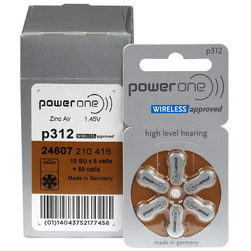 60 x baterie do aparatów słuchowych Power One Varta 312 - sklep internetowy hurt.com.pl