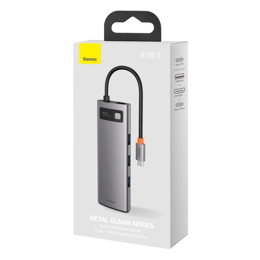 Adapter 8w1 Baseus CAHUB-CV0G Hub USB-C to 3x USB 3.0 + HDMI + USB-C PD ...
