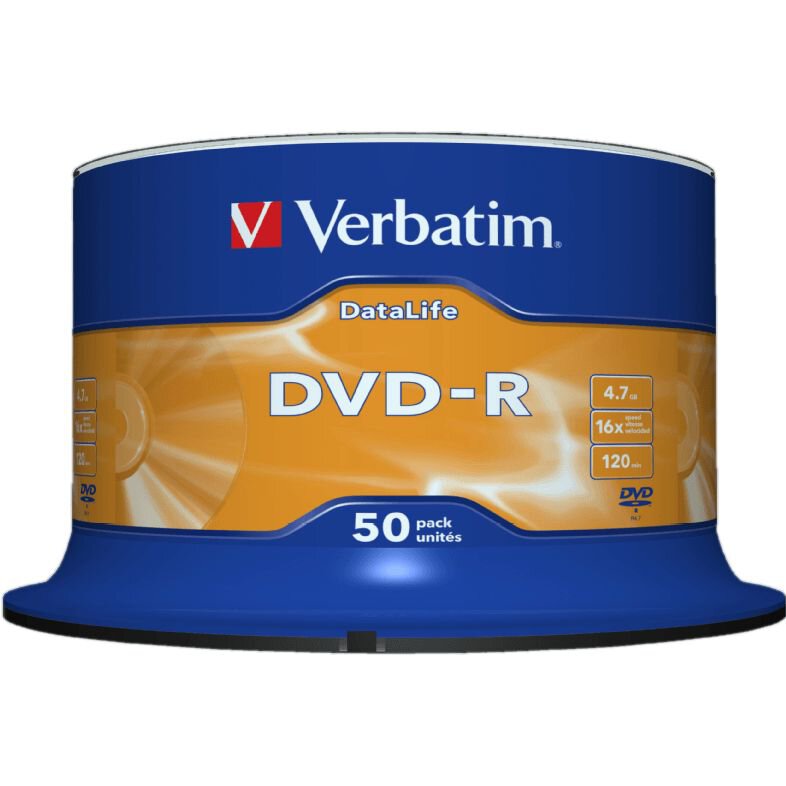 Płyty DVD-R 4,7GB 16X Verbatim DataLife 43814 cake 50 - sklep internetowy hurt.com.pl