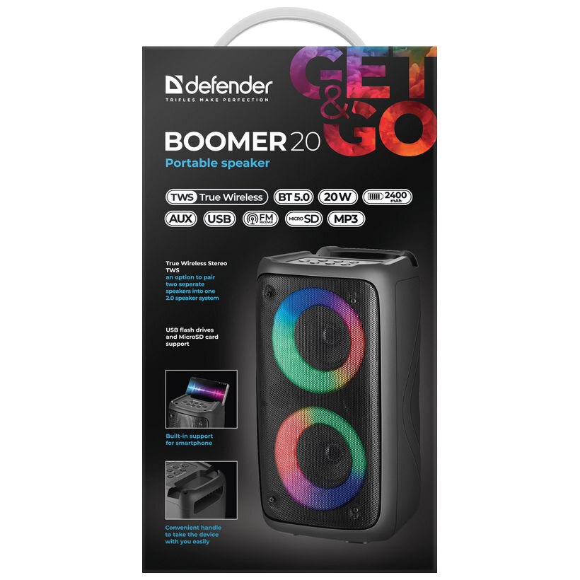 Przenośny głośnik Bluetooth 5.0 z odtwarzaczem MP3 Defender Boomer 20 ...