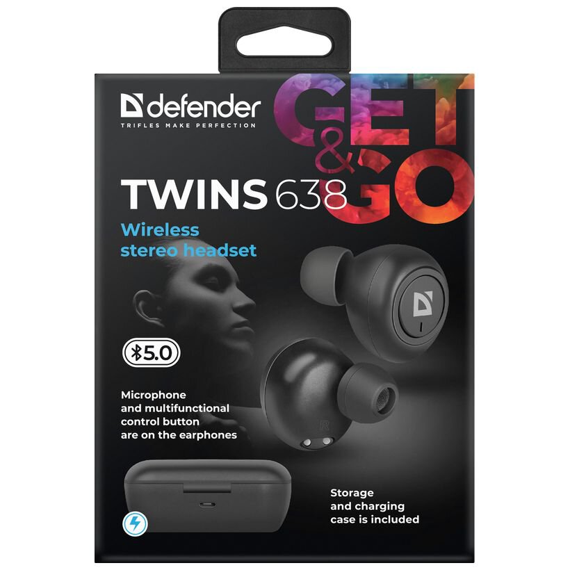 Słuchawki bezprzewodowe Bluetooth TWS z etui ładującym Defender Twins ...